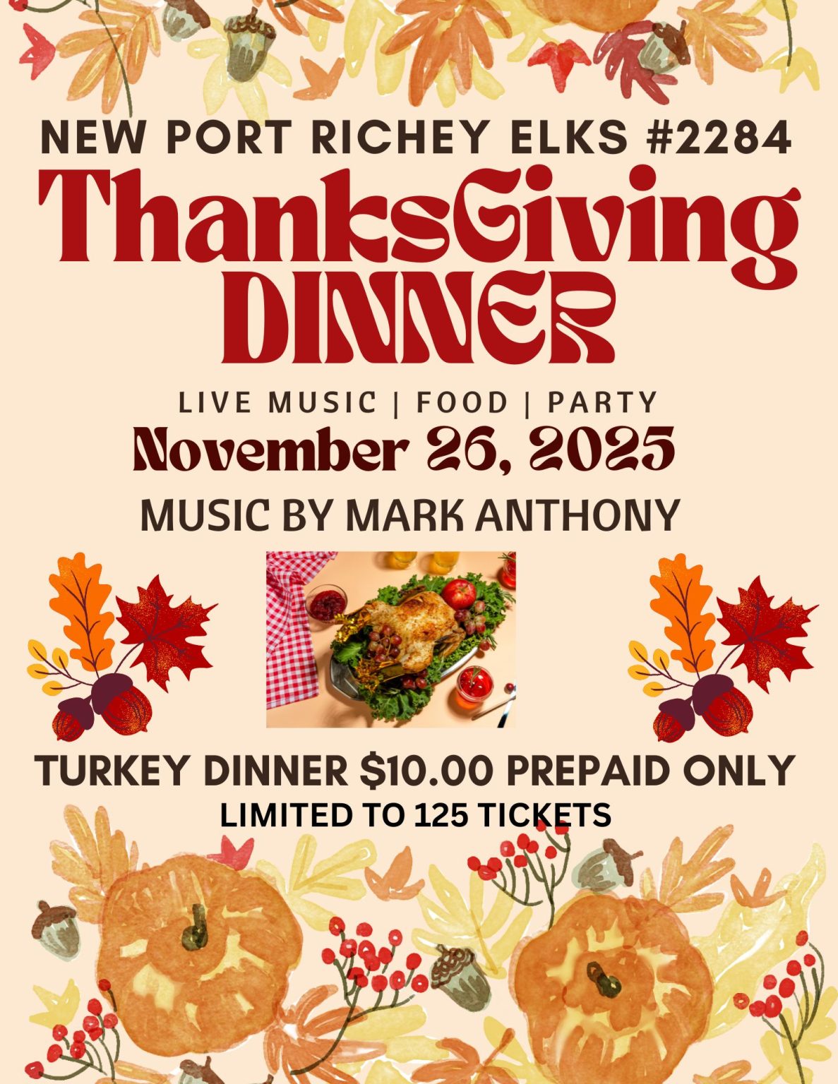 Thanksgiving Dinner - New Port Richey Elks Lodge 2284